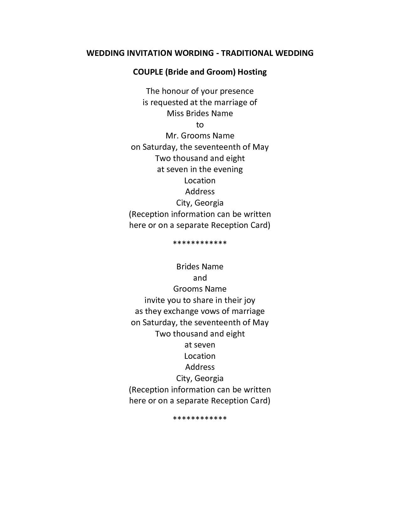 35+ Marvelous Photo of Couple Hosting Wedding Invitation Wording ...