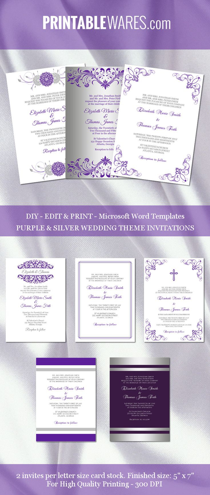30+ Pretty Image of Purple And Silver Wedding Invitations - regiosfera.com